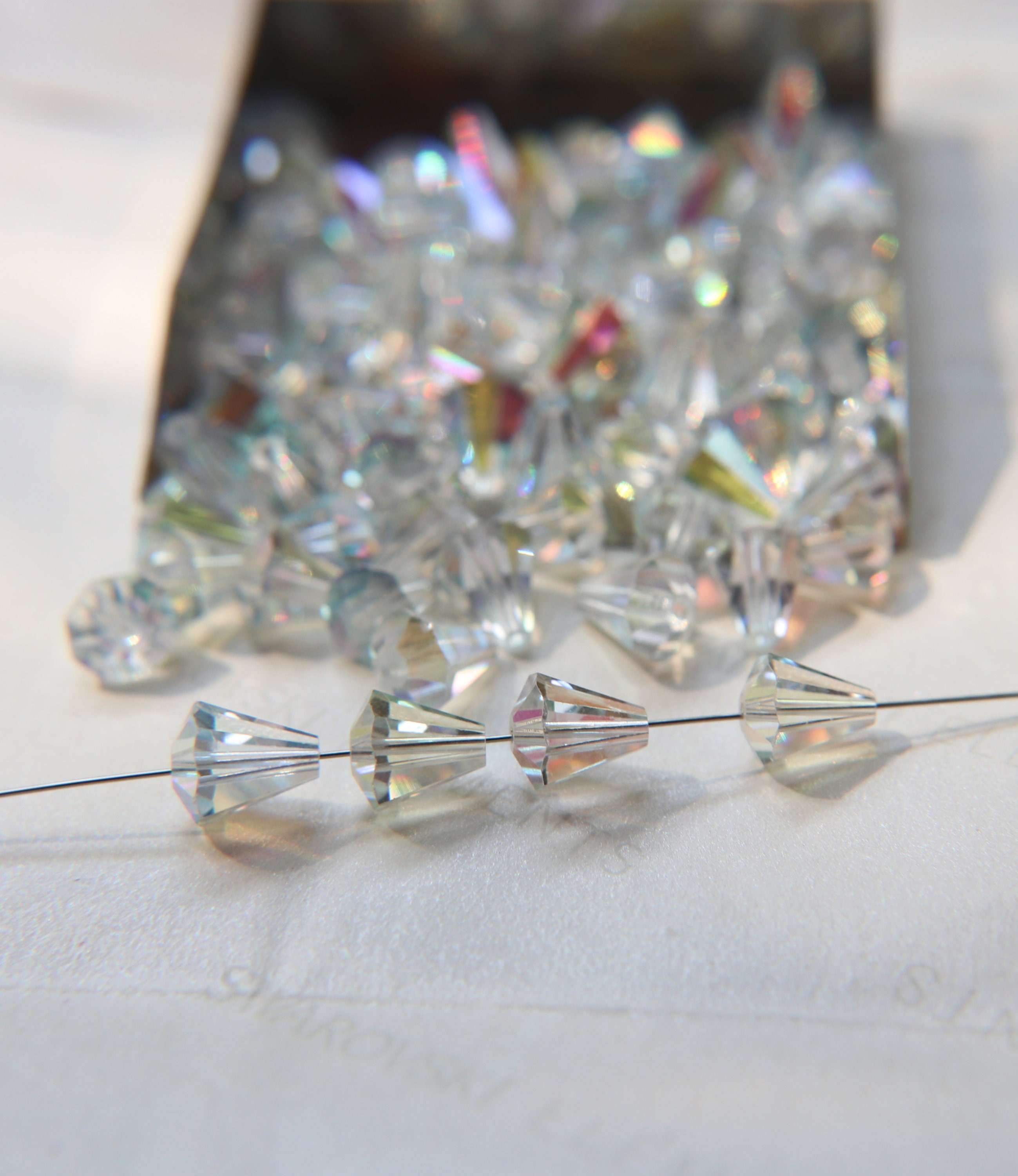 Vintage Swarovski Crystal Cone Beads 9x8mm Aurore Boreale Jewelry ...