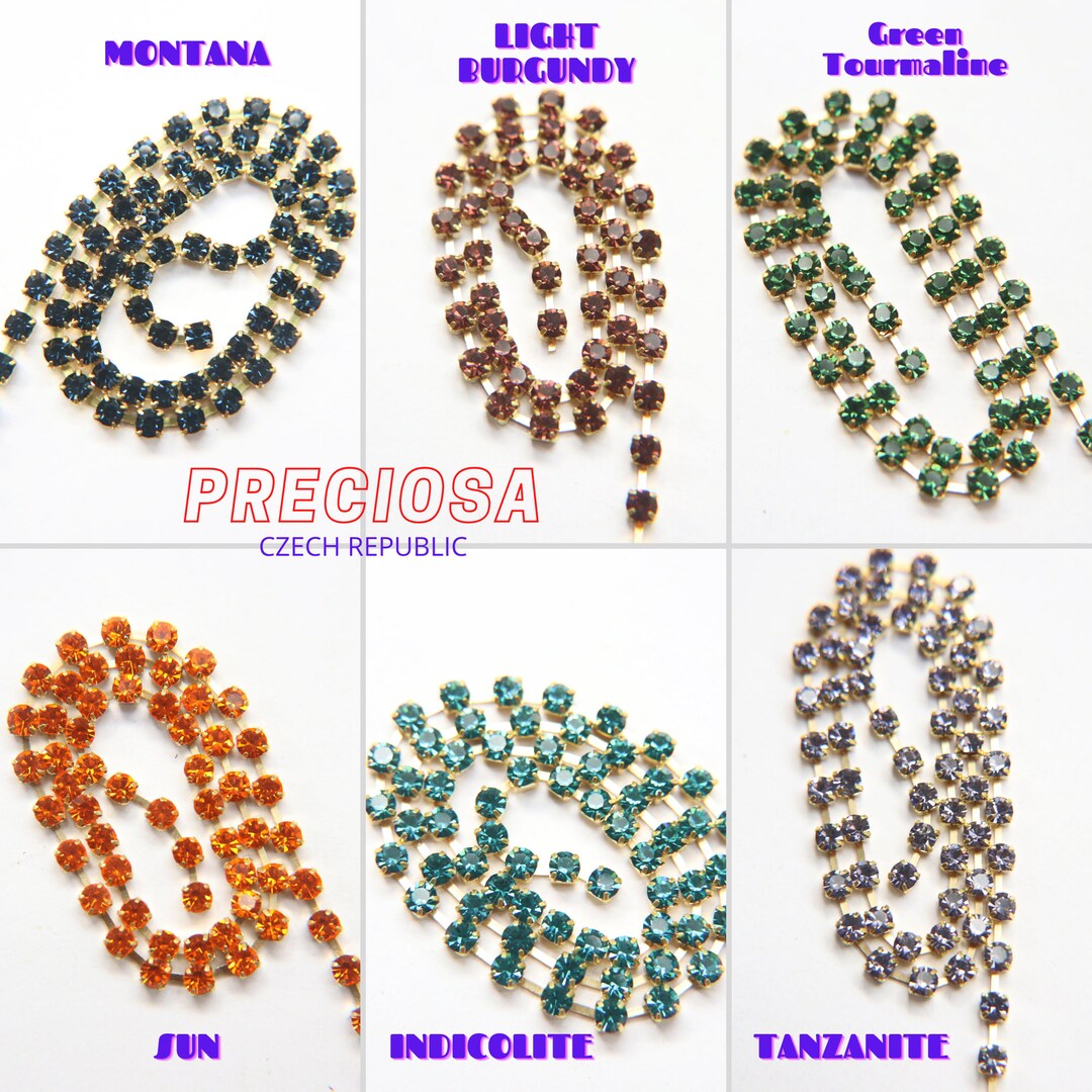 16ss Preciosa Rhinestone Chain, 4mm Crystal Chain, Bridal Embellishment ...