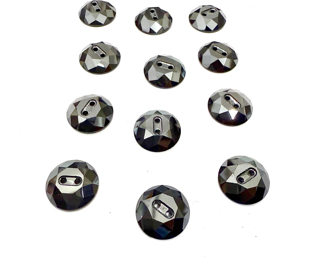 Jet Hematite Swarovski Crystal Faceted Buttons - 14mm Vintage Beads - Etsy