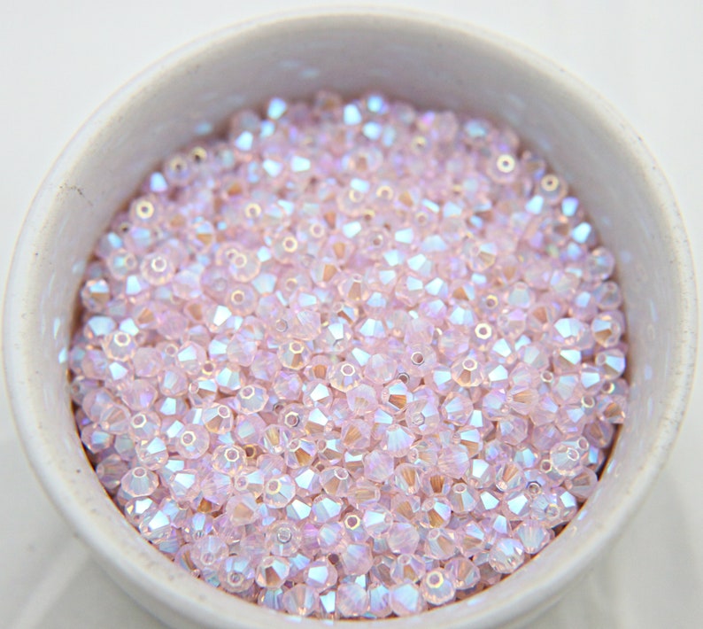 Swarovski Rosaline AB Bicone Beads, 3/4mm, Jewelry Making - Etsy