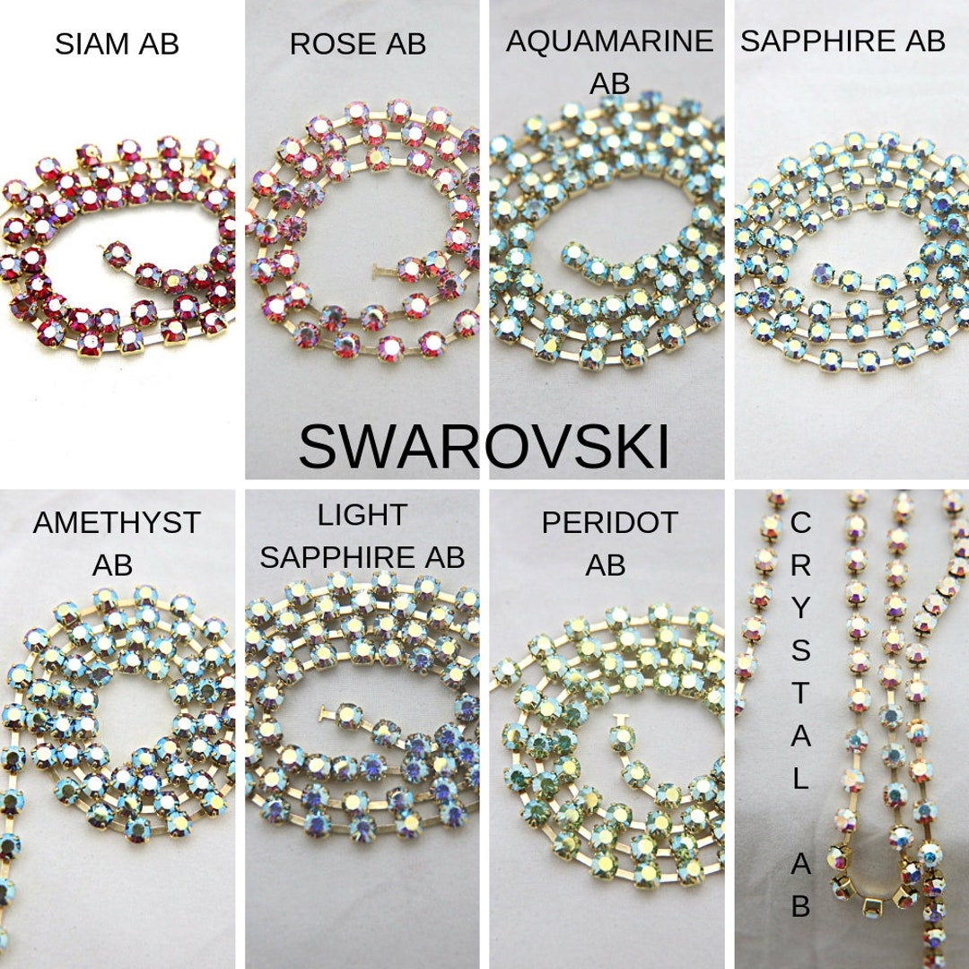 16ss Swarovski Rhinestone Chain, 4mm Crystal AB, Vintage Findings - Etsy