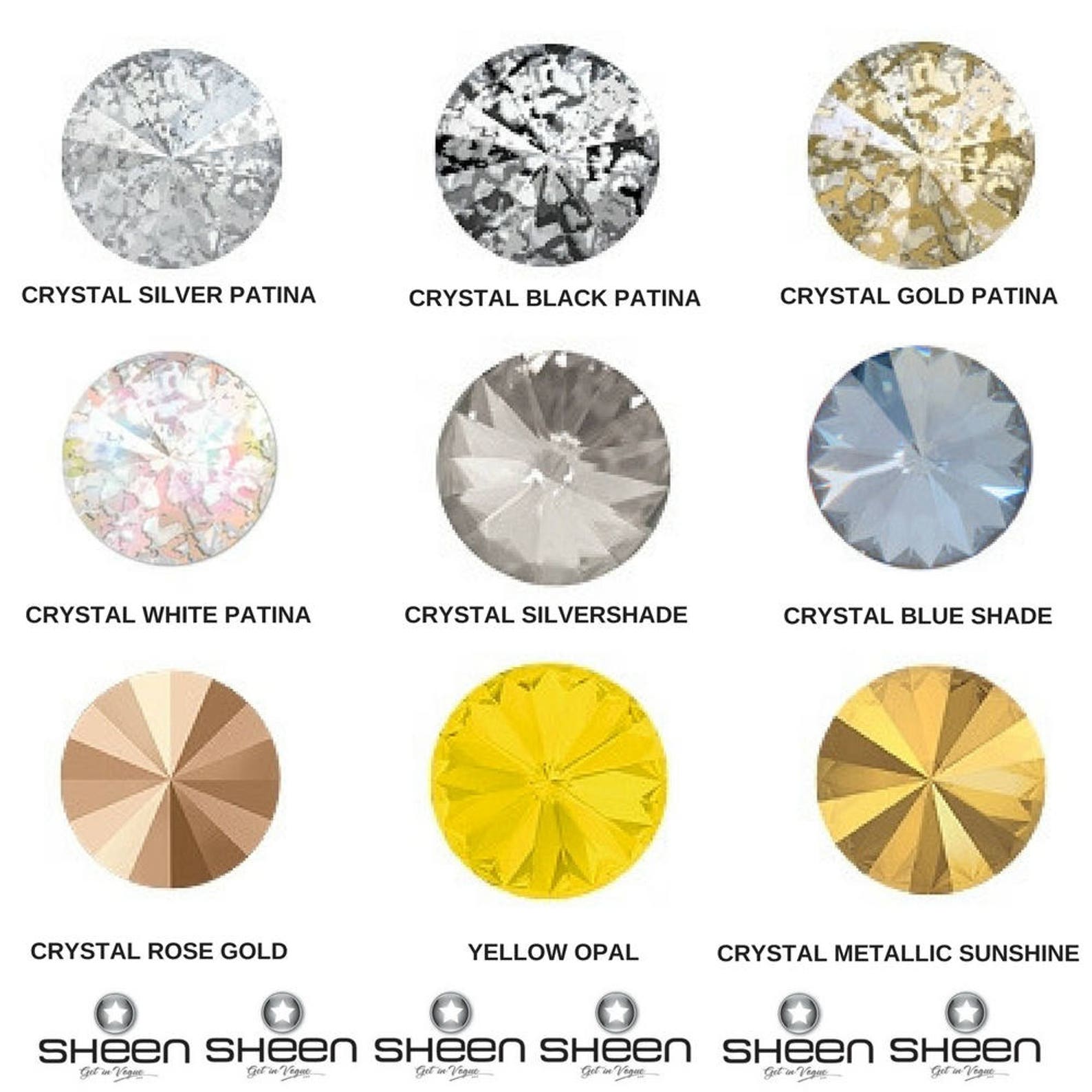 8 Mm Swarovski 1122 Rivoli Crystal Foiled in 13 Colours 6/12/72/144 ...