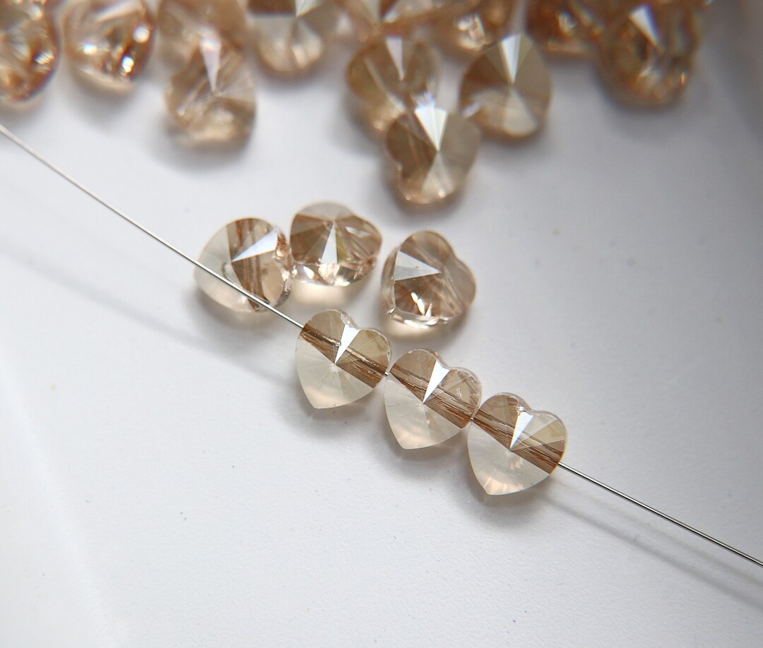 Swarovski Crystal Golden Shadow Heart Beads 8mm, Jewelry Supplies - Etsy