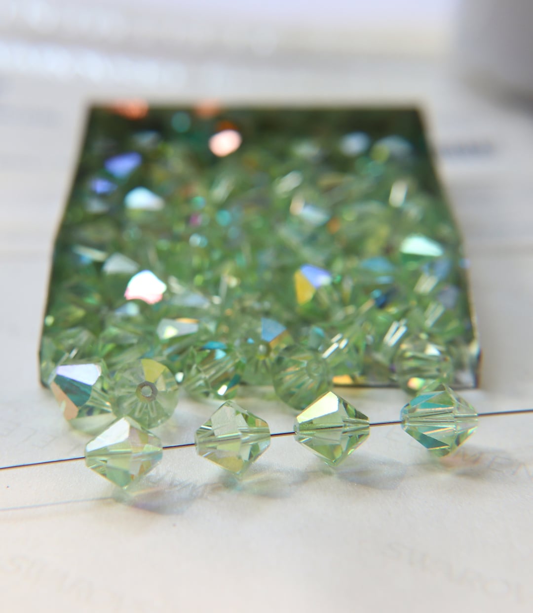 8MM Vintage Swarovski Bicone Beads, Chrysolite Aurore Boreale - Etsy