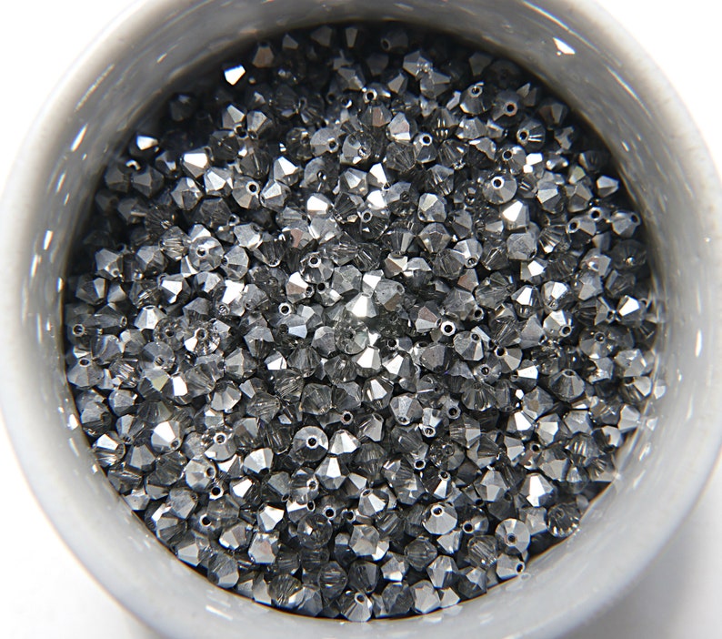 Swarovski 4mm Black Diamond Comet Argent Light Bicones Beads - Etsy