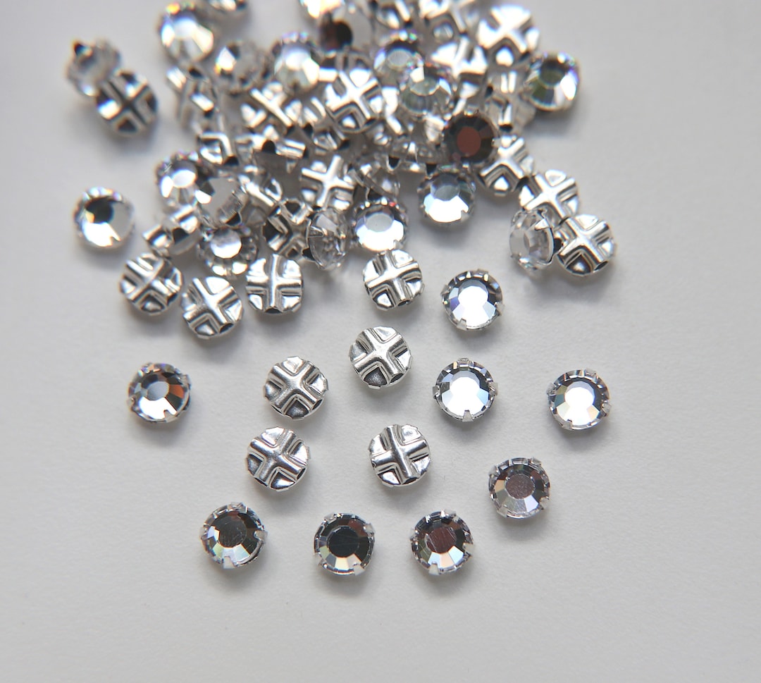 30ss Clear Flatback Swarovski Crystal Rose Montees 7 Mm Silver Plated 6 ...