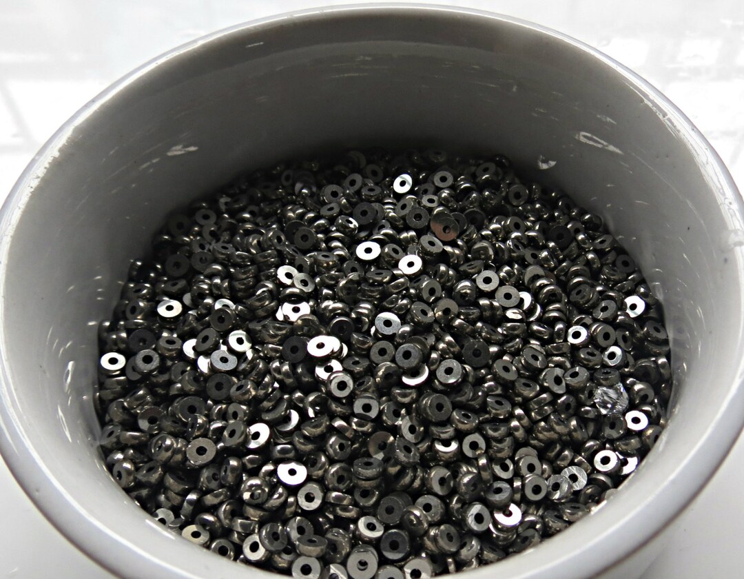 2MM Glass Sequins High Glaze Gun Metal 5/10/20 Grams - Etsy