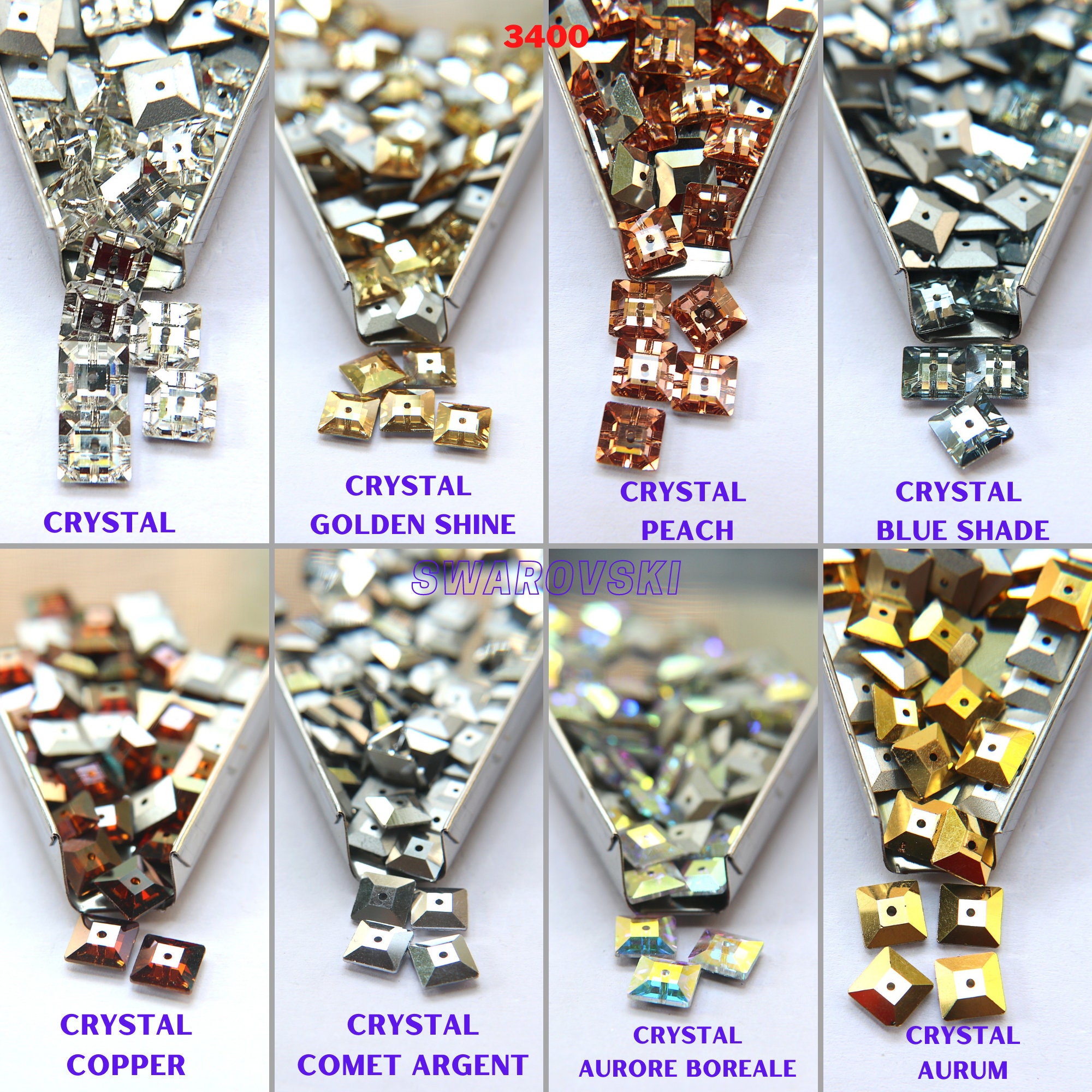 8mm Swarovski 3400 Square Lochrosen 3400 8 Colors | Etsy