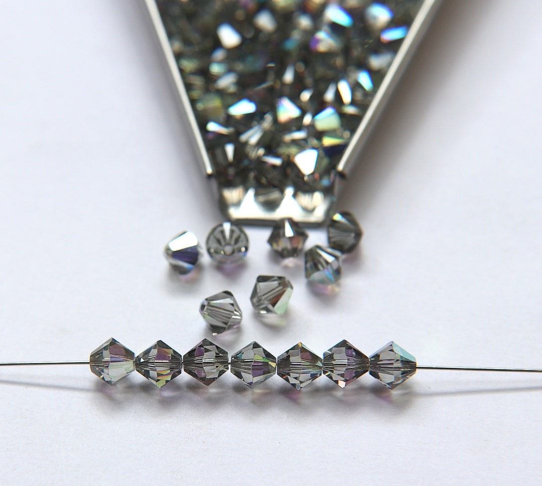 Swarovski 4mm Black Diamond AB Bicones Rainbow Beads 36/72/144/432/720 ...