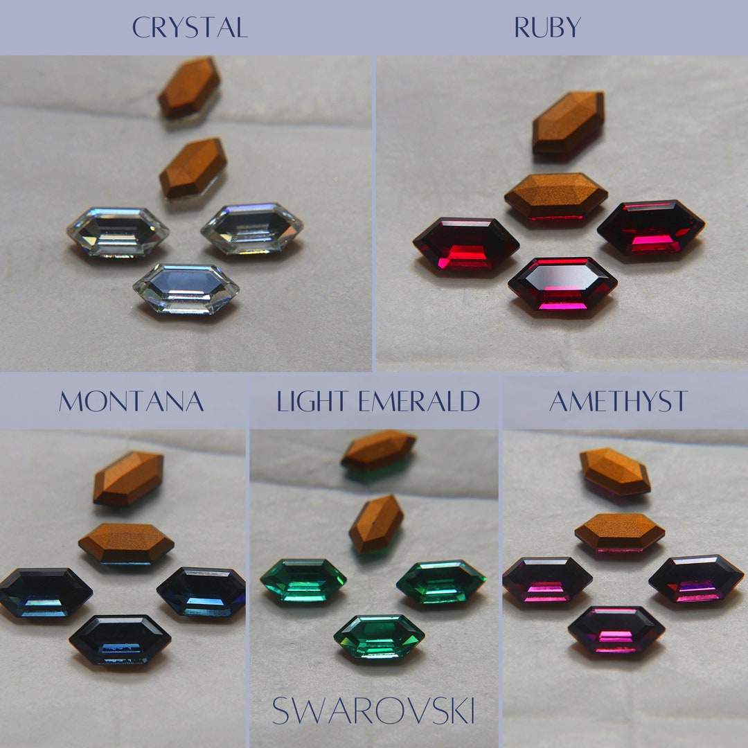 Vintage Swarovski Elongated Crystal Stones, Olivine and Various Colors ...