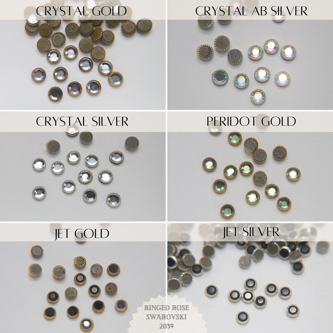 16SS Vintage Swarovski Hotfix Silver/gold Ringed Rose 2039 Swarovski ...