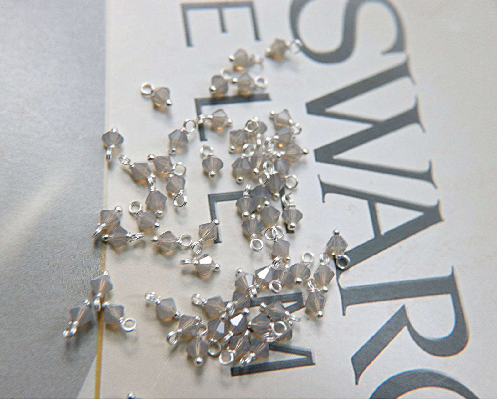 4mm Swarovski Light Grey Opal Crystal Dangles in Sterling - Etsy