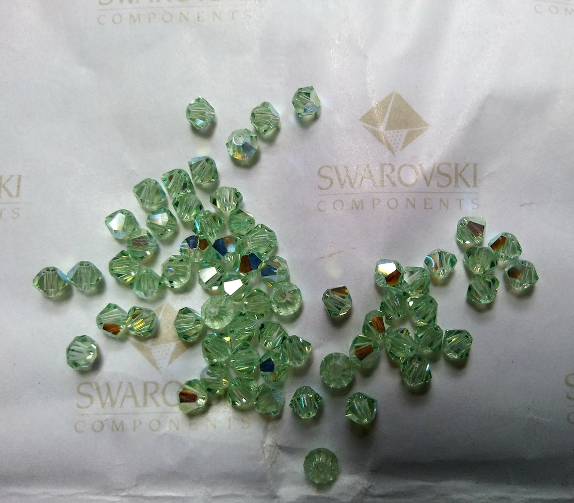 4mm Swarovski Chrysolite AB Bicones Rainbow Beads | Etsy