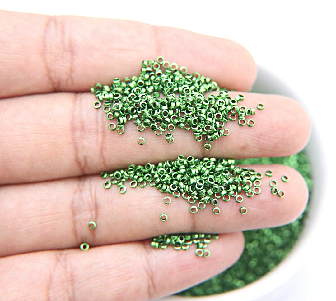 1.7mm Micro Fern Green Metallic Plated Tube Beads 5/10/100 - Etsy