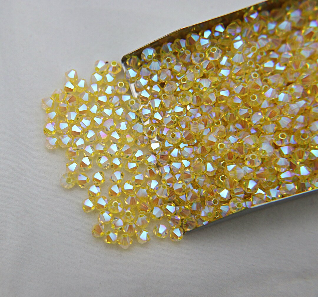 Swarovski Citrine AB Bicone Beads, Jewelry Making Supplies (3/4mm) - Etsy