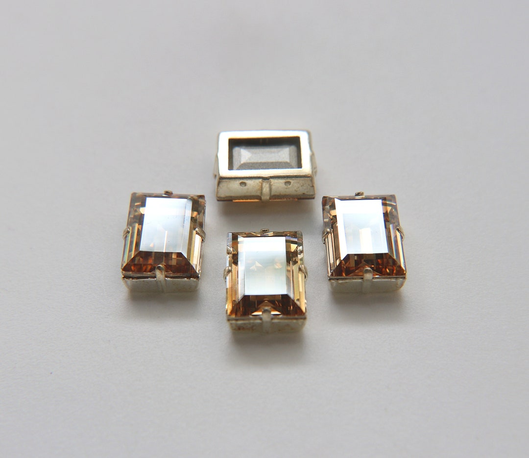 Swarovski Crystal Golden Shadow Step Cut Sew-on, Silver Clip (18x13mm ...