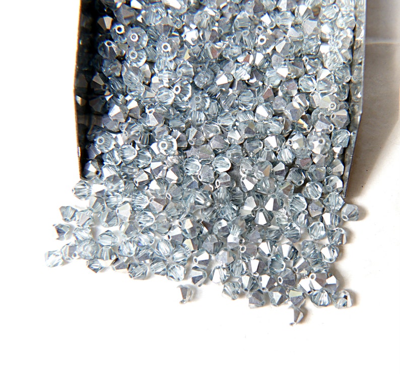 Swarovski 4mm Light Azore Comet Argent Light Bicones Beads | Etsy