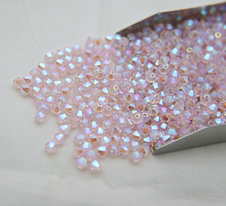 Swarovski Rosaline AB Bicone Beads, 3/4mm, Jewelry Making - Etsy