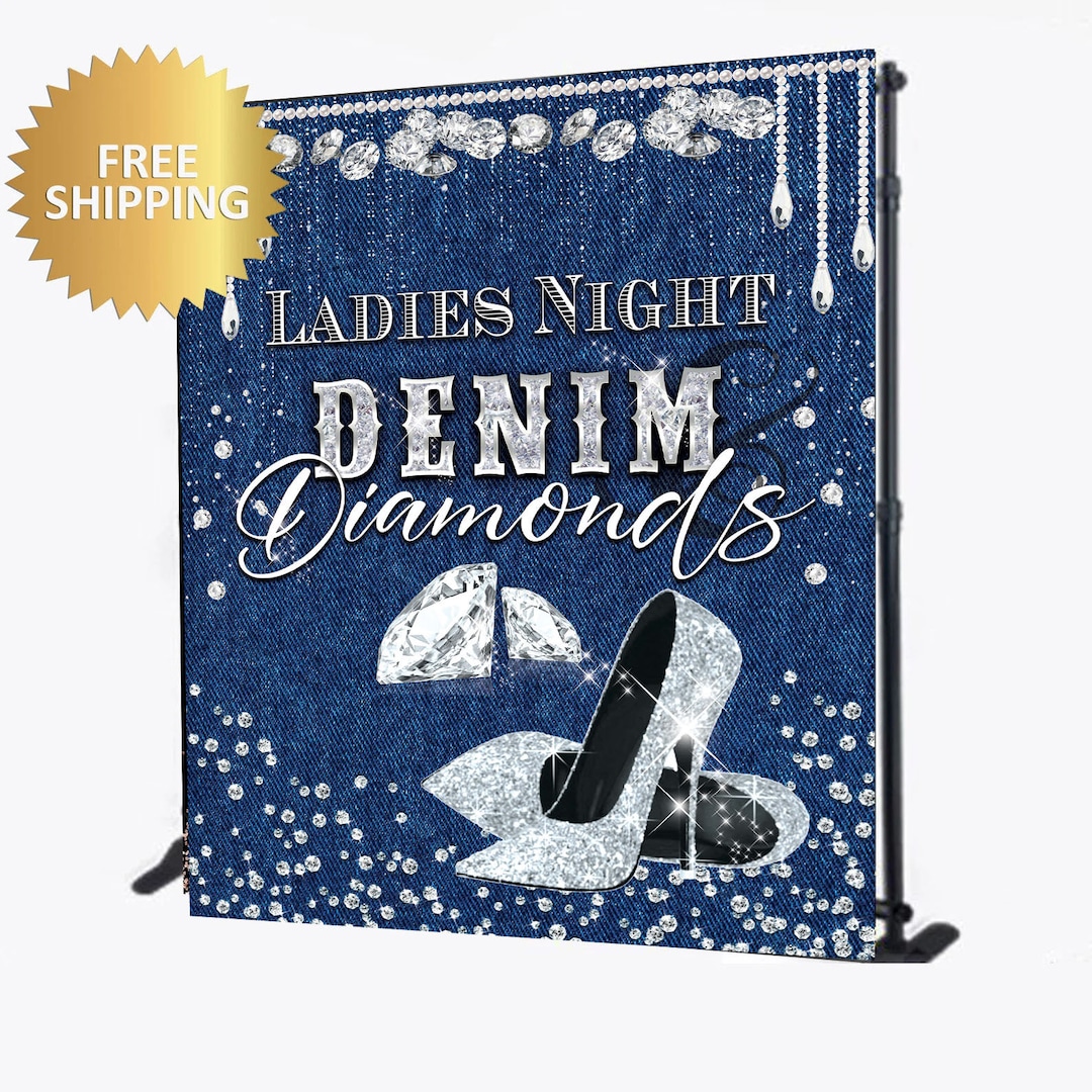 Denim and Diamonds Backdrop, Denim and Diamonds Step and Repeat, 50th ...