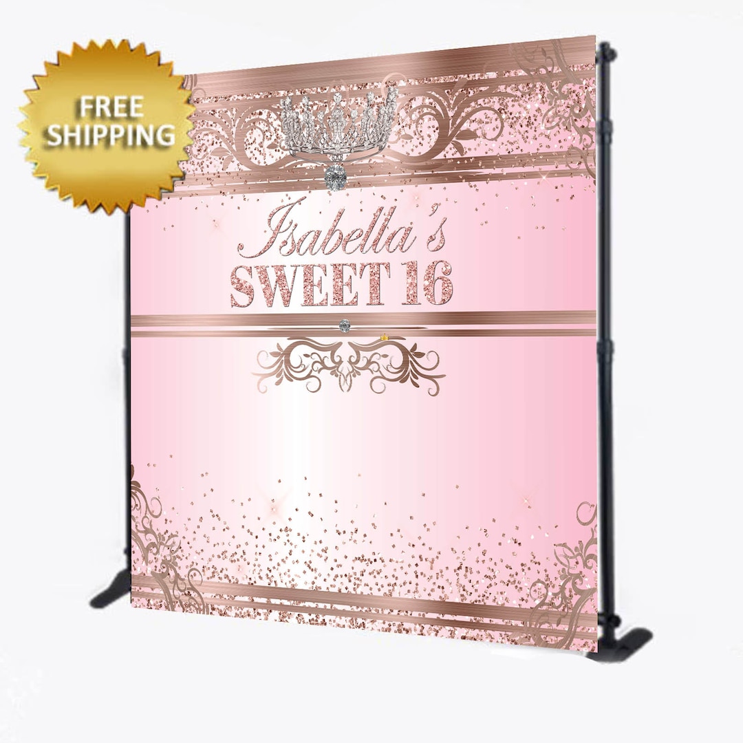 Sweet 16 Backdrop, Rose Gold Backdrop, Sweet 16 Step and Repeat ...