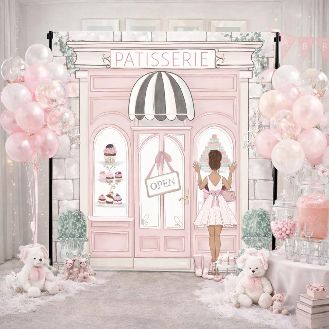 Patisserie Photo Backdrop Bridal Shower Backdrop French Patisserie Step ...
