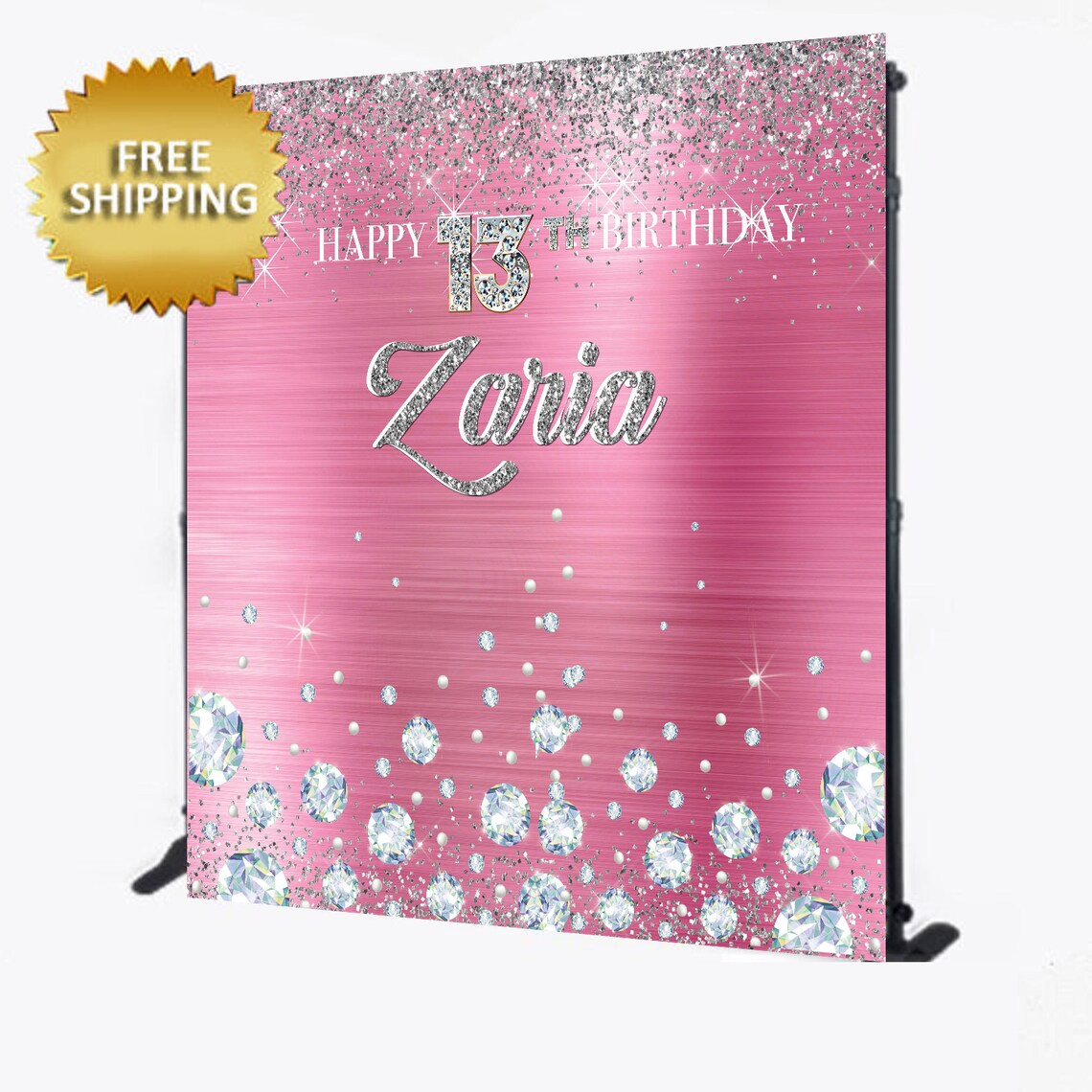 Hot Pink Backdrop Birthday Backdrop Sweet 16 Backdrop 13th - Etsy