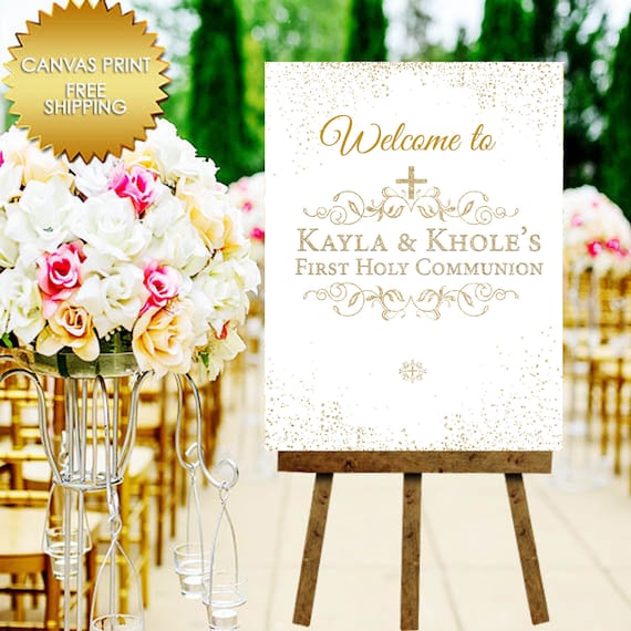 Communion Guest Book Sign Welcome Sign Canvas Print Sign | Etsy