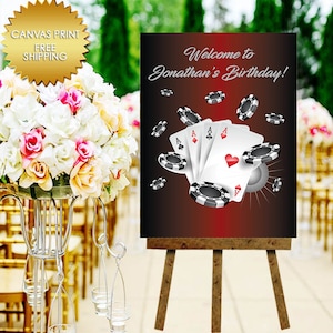 Casino Guest Book Guest Sign Welcome Sign Canvas Print Sign Wedding ...