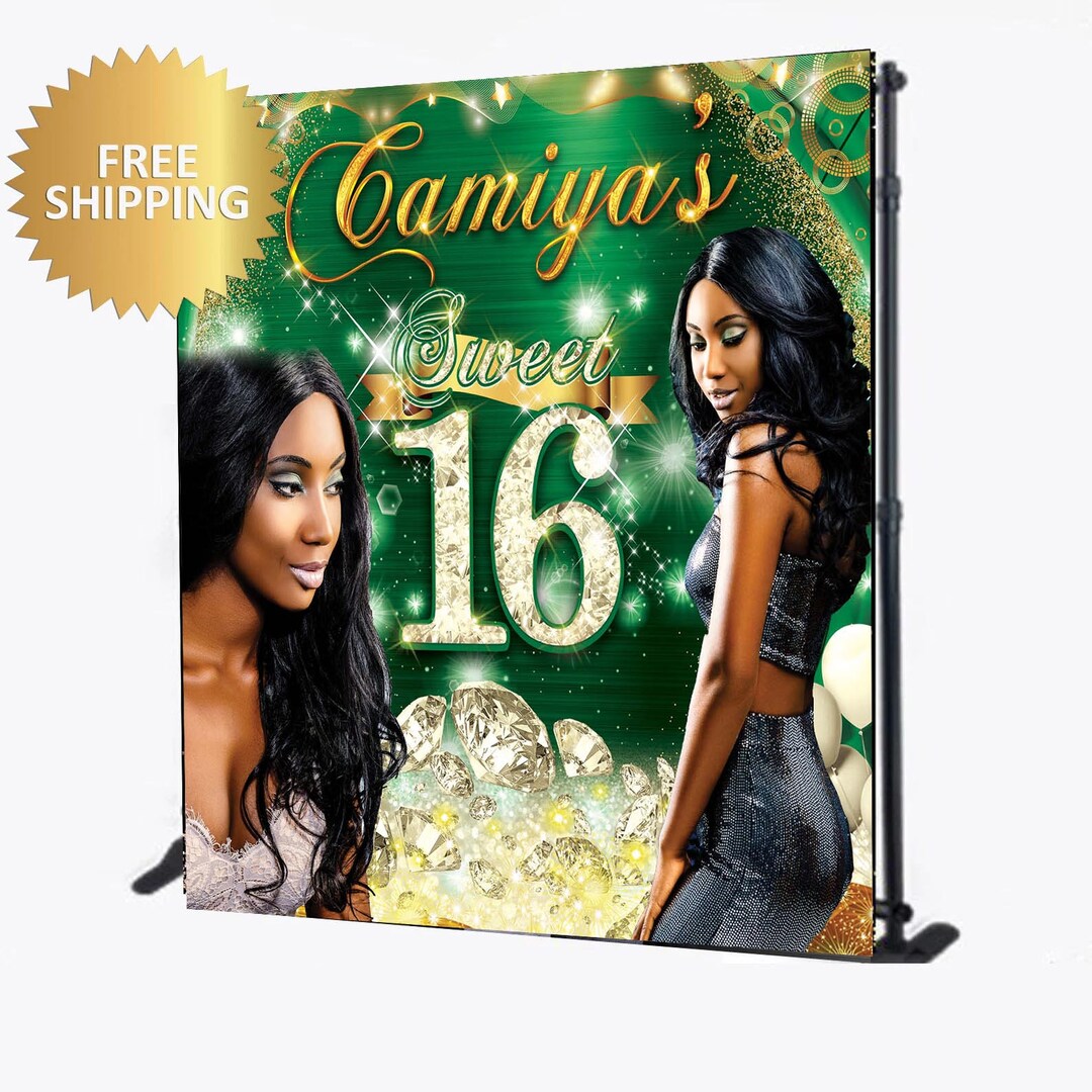 Birthday Photo Backdrop, Photo Step and Repeat, Sweet 16 Backdrop ...