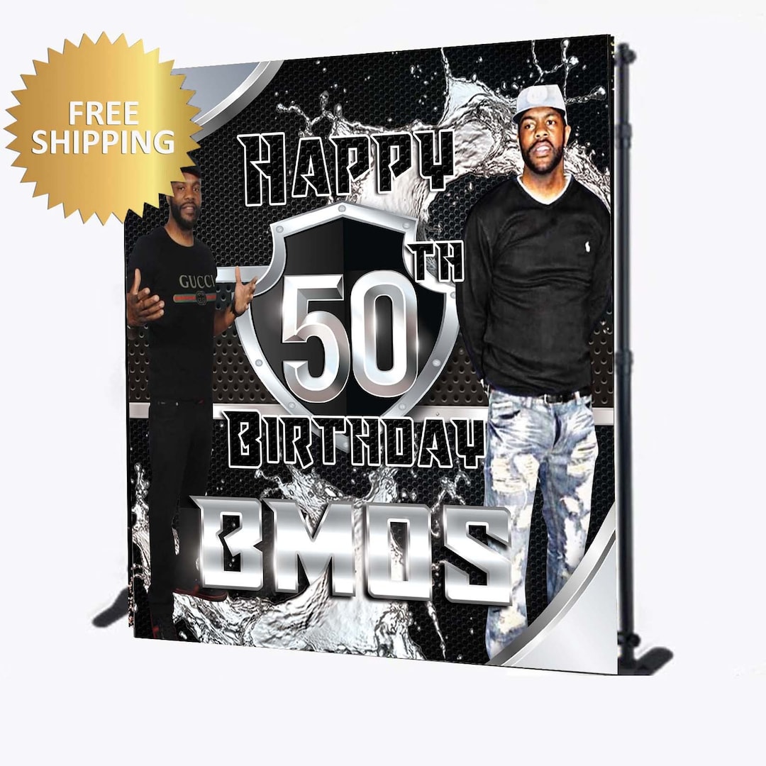 Photo Backdrop, 50th Birthday Backdrop, Custom Photo Birthday Backdrop ...