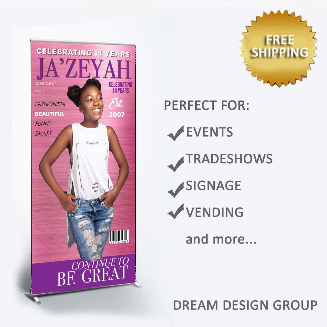 Magazine Cover Banner, Magazine Cover Backdrop, Magazine Sign ...