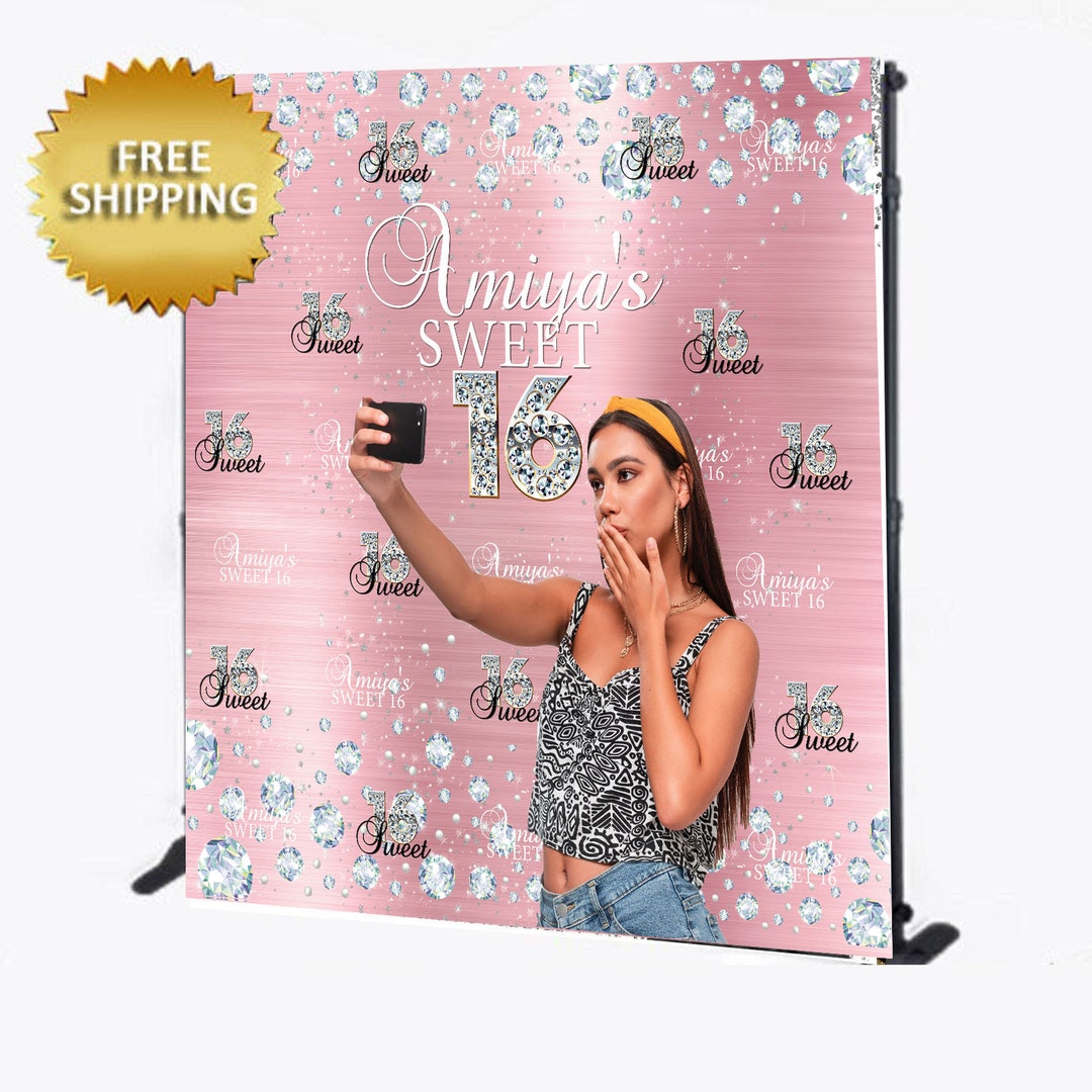 Sweet 16 Backdrop, 16th Birthday Backdrop, Rose Gold Backdrop, Birthday ...