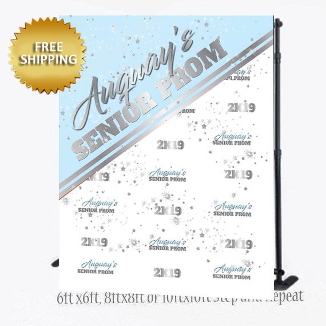 Prom Step and Repeat Backdrop, 2020 Prom Step and Repeat, Sky Blue Prom ...