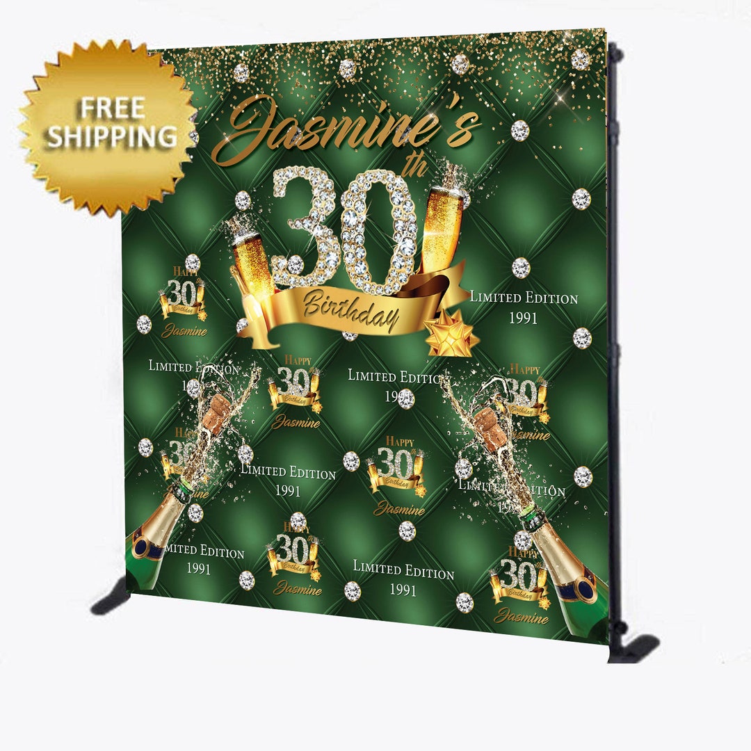 Birthday Backdrop, Birthday Step and Repeat, Dirty 30 Backdrop, Emerald ...