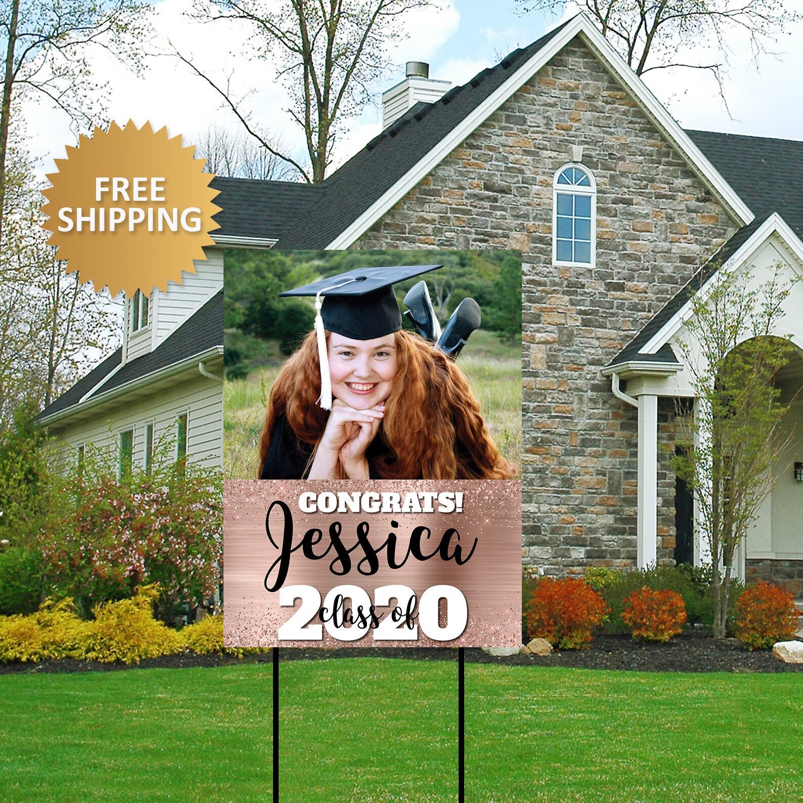 Rose Gold Graduation Yard Sign Graduation Photo Lawn Signclass of 2020 ...