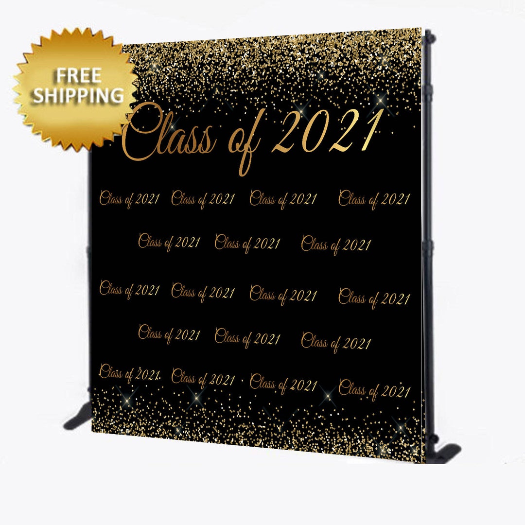 Graduation Backdrop, Graduation Photobooth, Black and Gold Backdrop ...