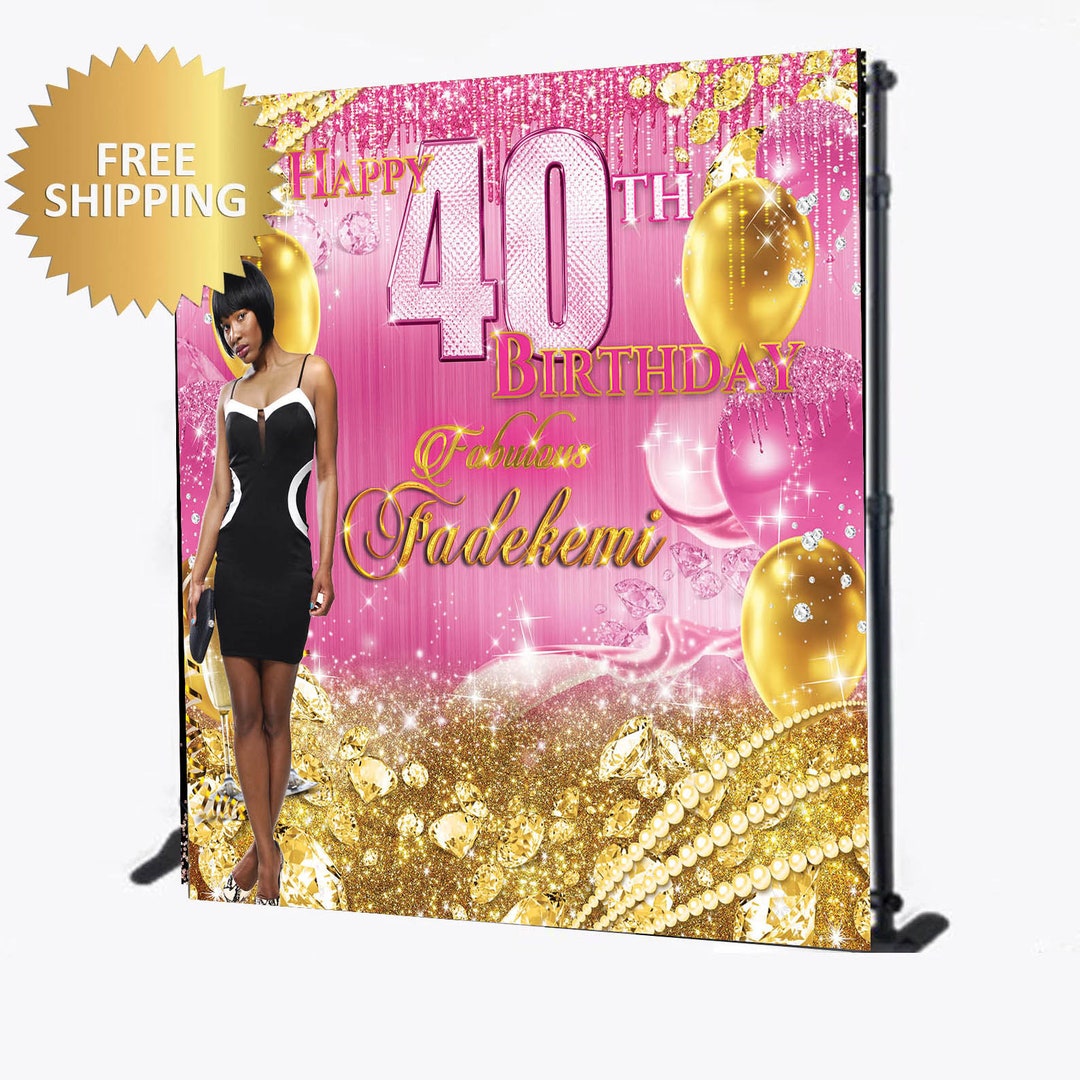 40th Backdrop, 40th Birthday, Photo Step and Repeat, Photo Backdrop ...