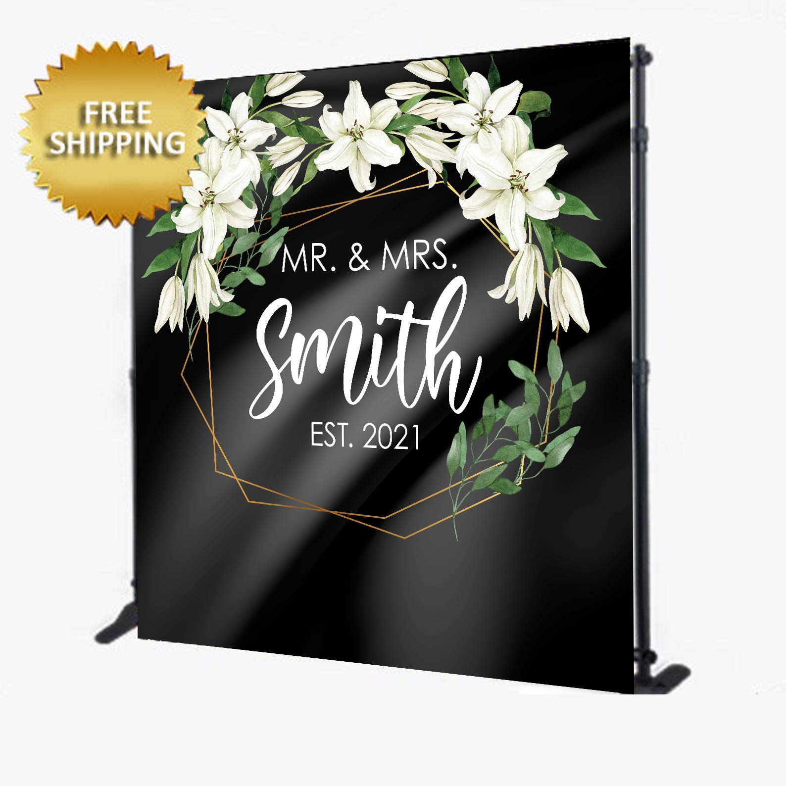 Wedding backdrop wedding step and repeat wedding banner | Etsy