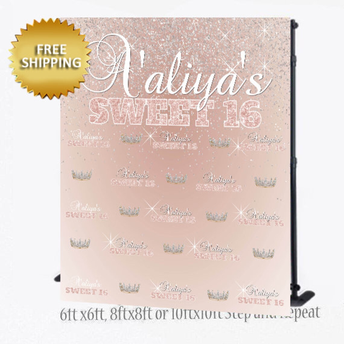 Rose Gold Step and Repeat Backdrop Sweet 16 Birthday | Etsy