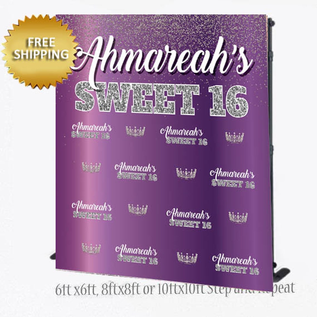 Sweet 16 Backdrop, Birthday Backdrop, Step and Repeat Backdrop ...