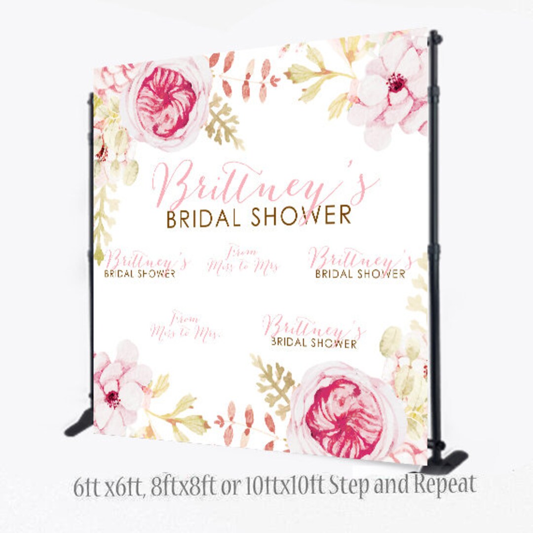 Bridal Shower Backdrop, Floral Backdrop, Floral Step and Repeat, Sweet ...