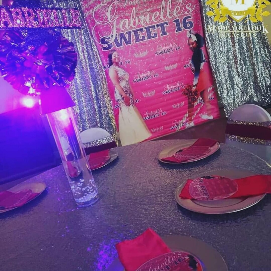 Custom Sweet 16 Photo Backdrop Hot Pink Step and Repeat Personalize ...