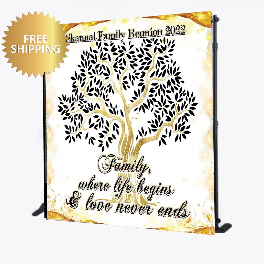 Family Reunion Step and Repeat Backdrop Family Reunion Backdrop Black ...
