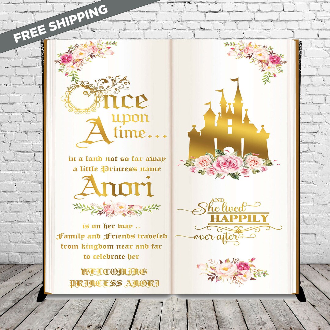 Storybook Backdrop Storybook Step and Repeat Princess Birthday Backdrop ...