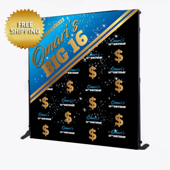 Birthday Backdrop Sweet 16 Backdrop 16th Birthday Step and - Etsy