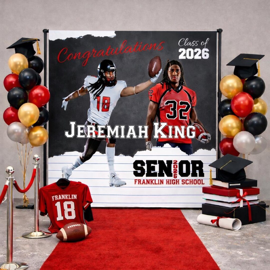 Graduation Photo Backdrop Class of 2026 Banner Football Step and Repeat ...