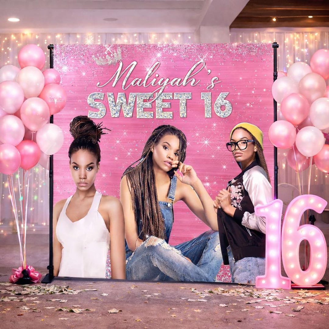 Sweet 16 Birthday Backdrop Custom Teen Birthday Party Step and Repeat ...