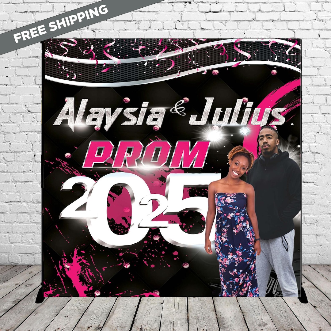 Pink and Black Prom Backdrop, Prom Banner, Prom Send off Backdrop, Send ...