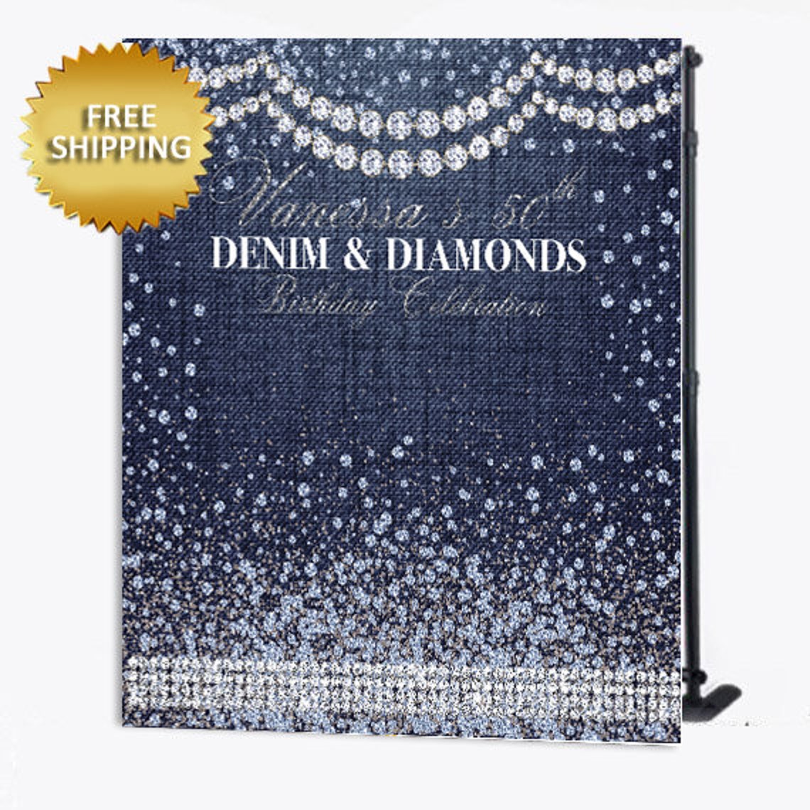 Denim and Diamonds Backdrop Denim and Diamonds Step and Repeat Birthday ...