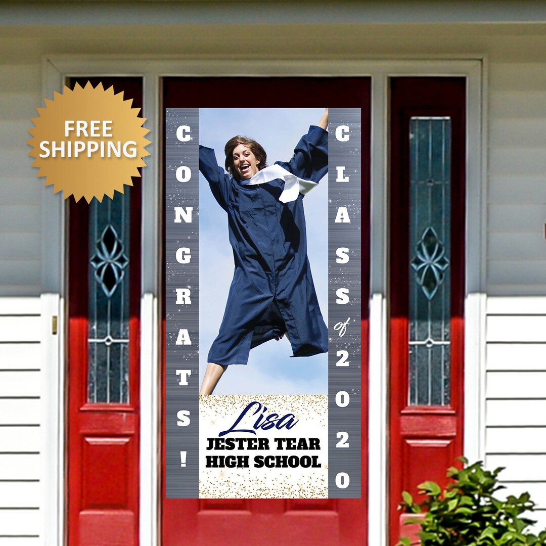 Grad Door Banner Graduation Photo Door Sign Drive by Graduation Sign ...